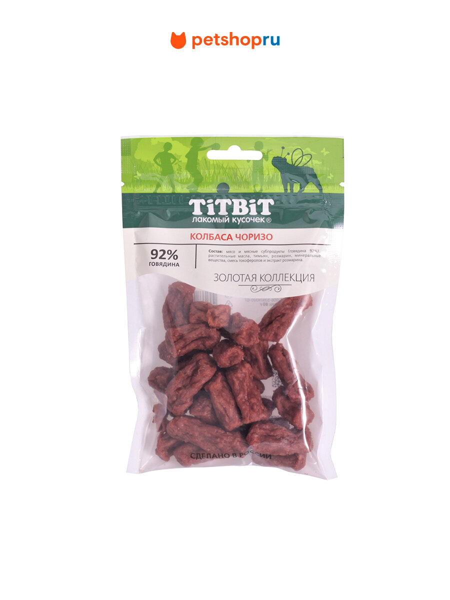 TiTBiT Лакомство для собак Золотая коллекция Колбаса Чоризо, 80г