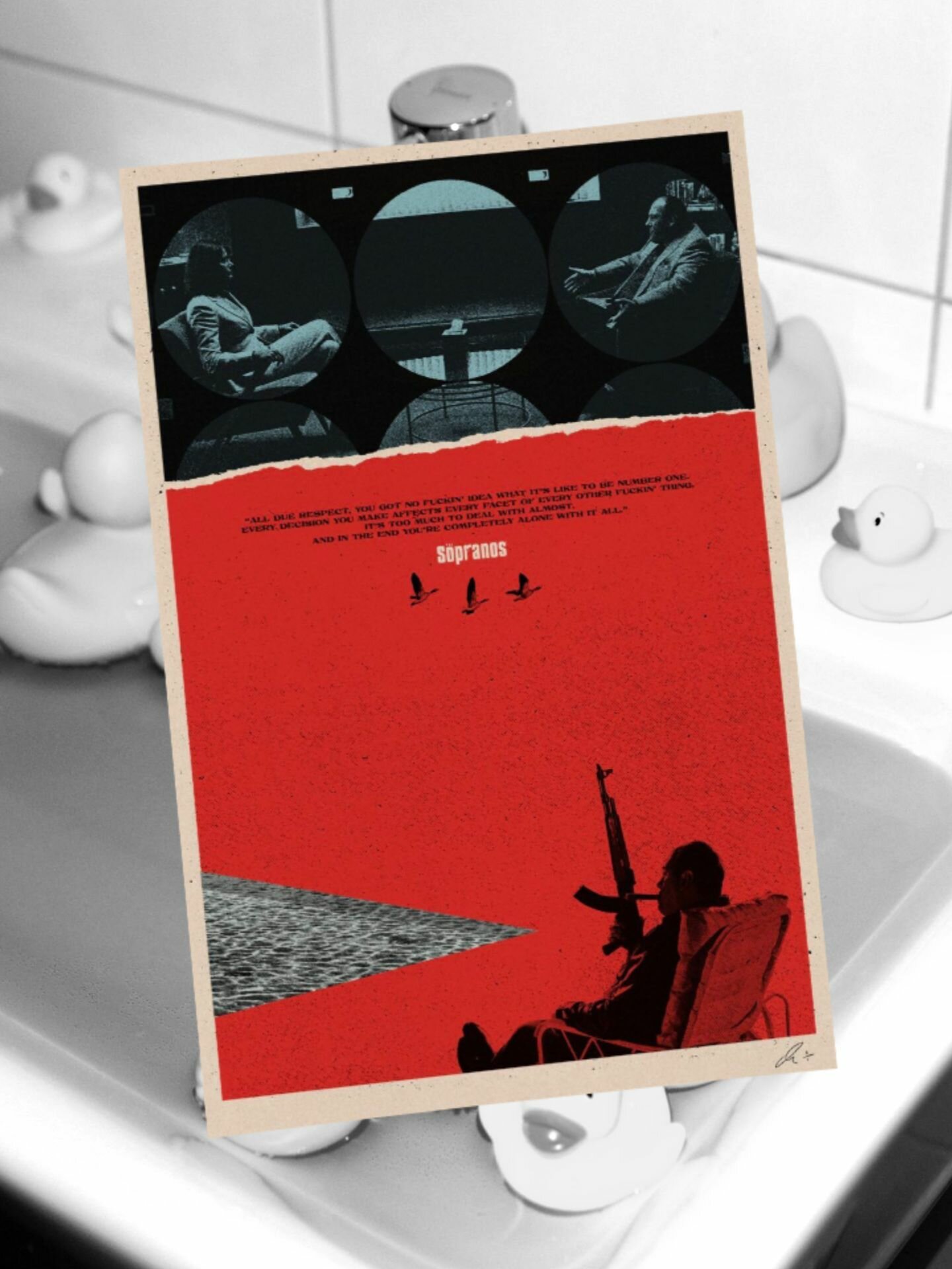 Постер "Клан Сопрано" в стиле pinterest, формат А3, 297 х 420 мм, глянцевый