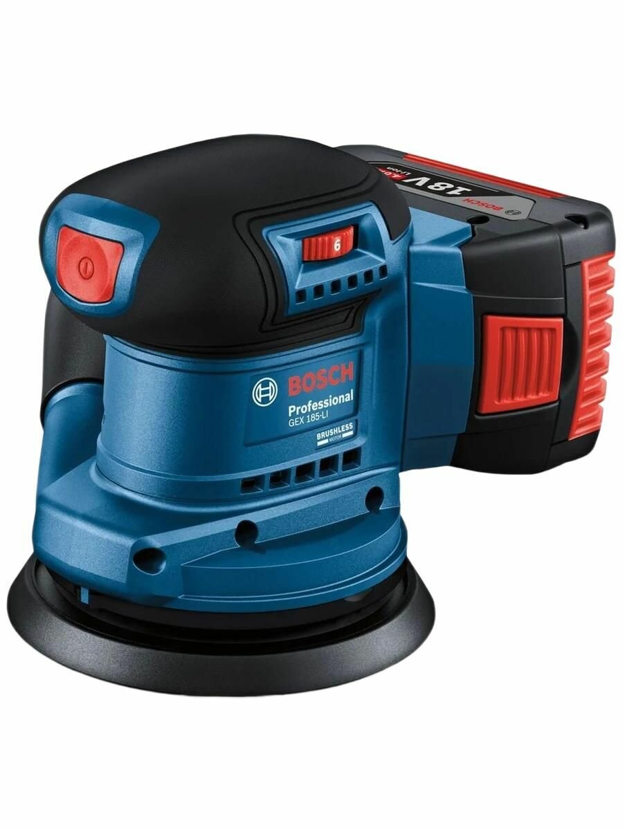 Эксцентриковая шлифмашина 125 мм 4 А*ч 6000-10000 об/мин Bosch gex 185-li 06013A5021