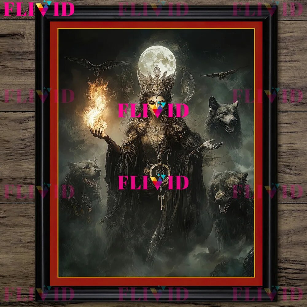 Геката, греческая темная богиня и адские краи, настенный художественный холст B, 30X40cm NoFrame