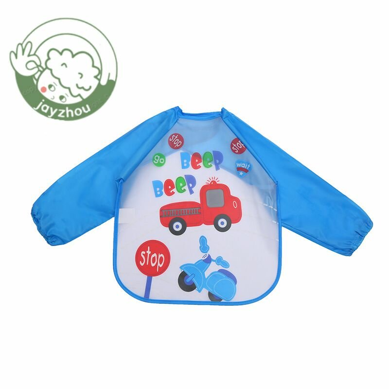 Детский непромокаемый фартук с длинным рукавом - защитный нагрудник для еды и творчества