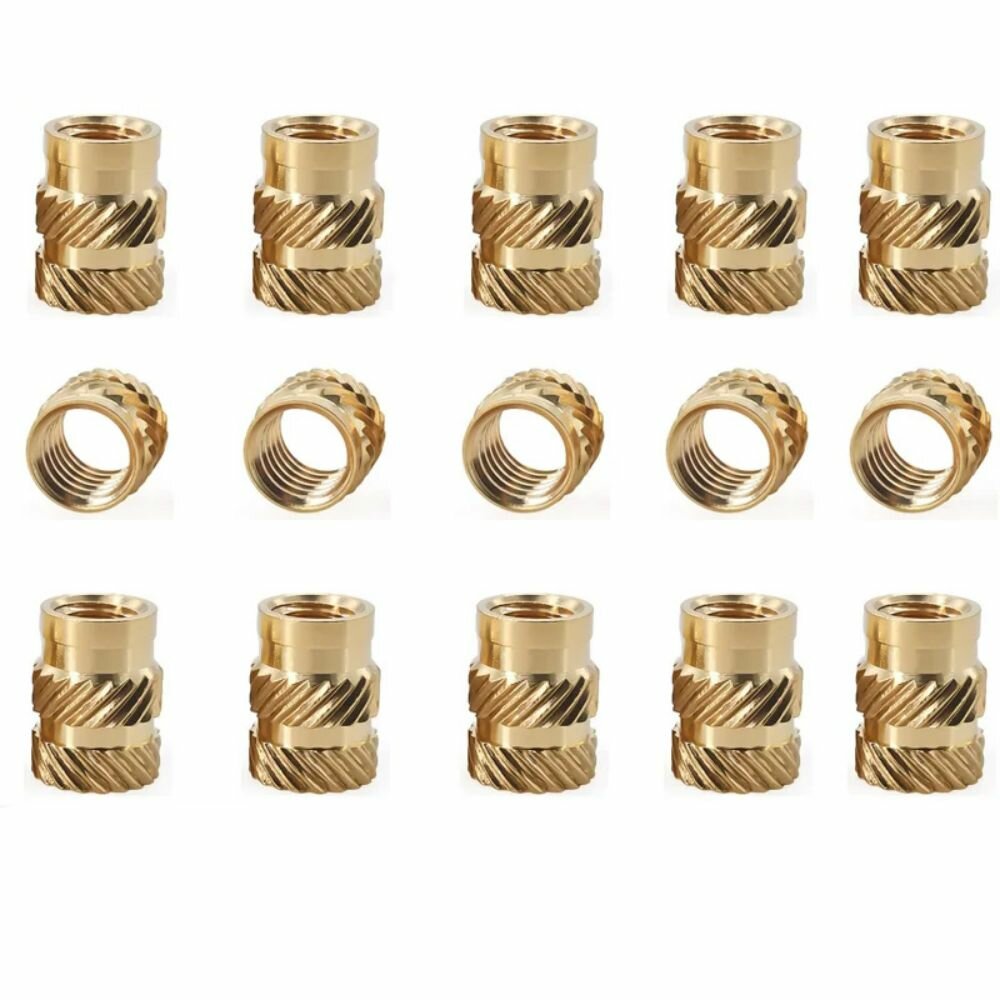 M2 M2.5 M3 M4 M5 M6 M8 M10 Латунная термовставка Гайка с двойной саржевой накаткой Резьба для литья под давлением Термоплавкие гайки 3D-принтер