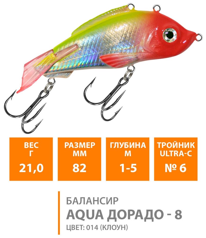 Балансир для зимней рыбалки AQUA Дорадо 82mm 21g цвет 014