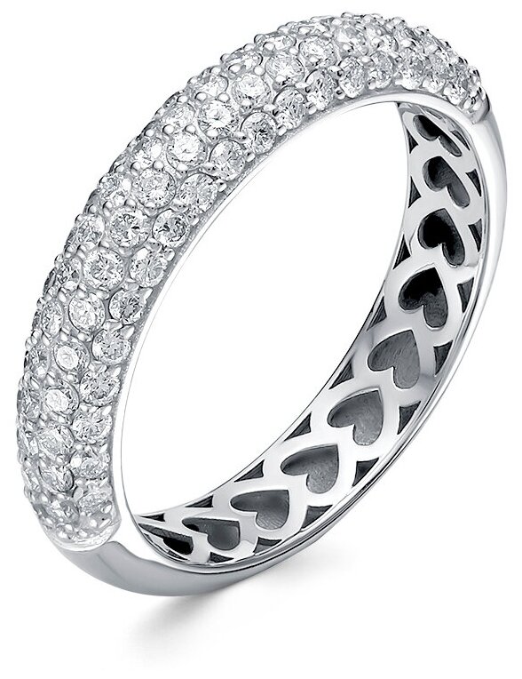 Кольцо дорожка, белое золото, 585 проба, родирование, бриллиант