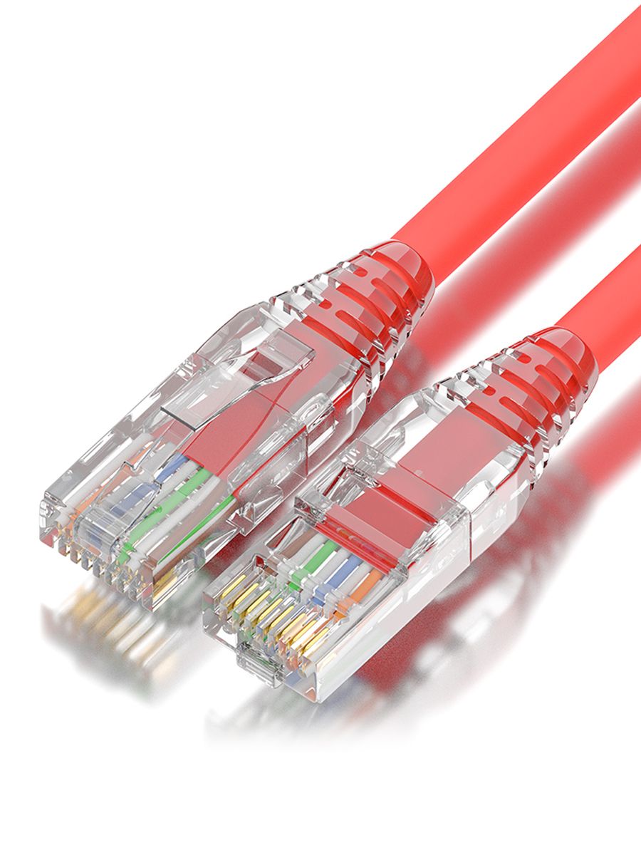 LAN патч-корд 10м кат.5e GCR 1 Гбит/с противопожарный интернет шнур красный