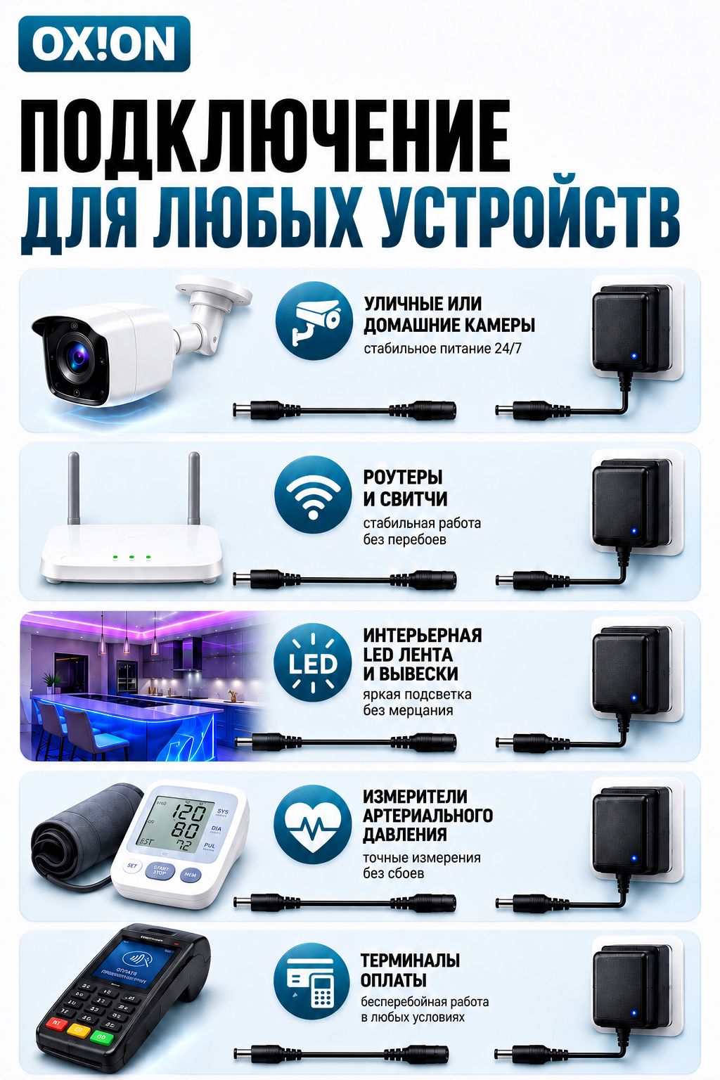 Удлинитель питания DC 5.5*2.1 3 м.