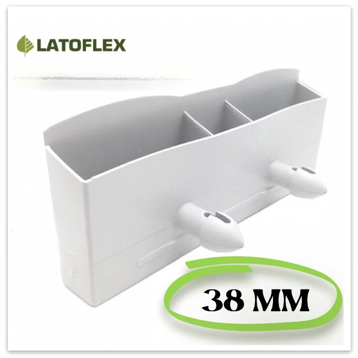 Латодержатель накладной двойной для ламелей шириной 35-38 мм. Комплект 10 шт. Серый.