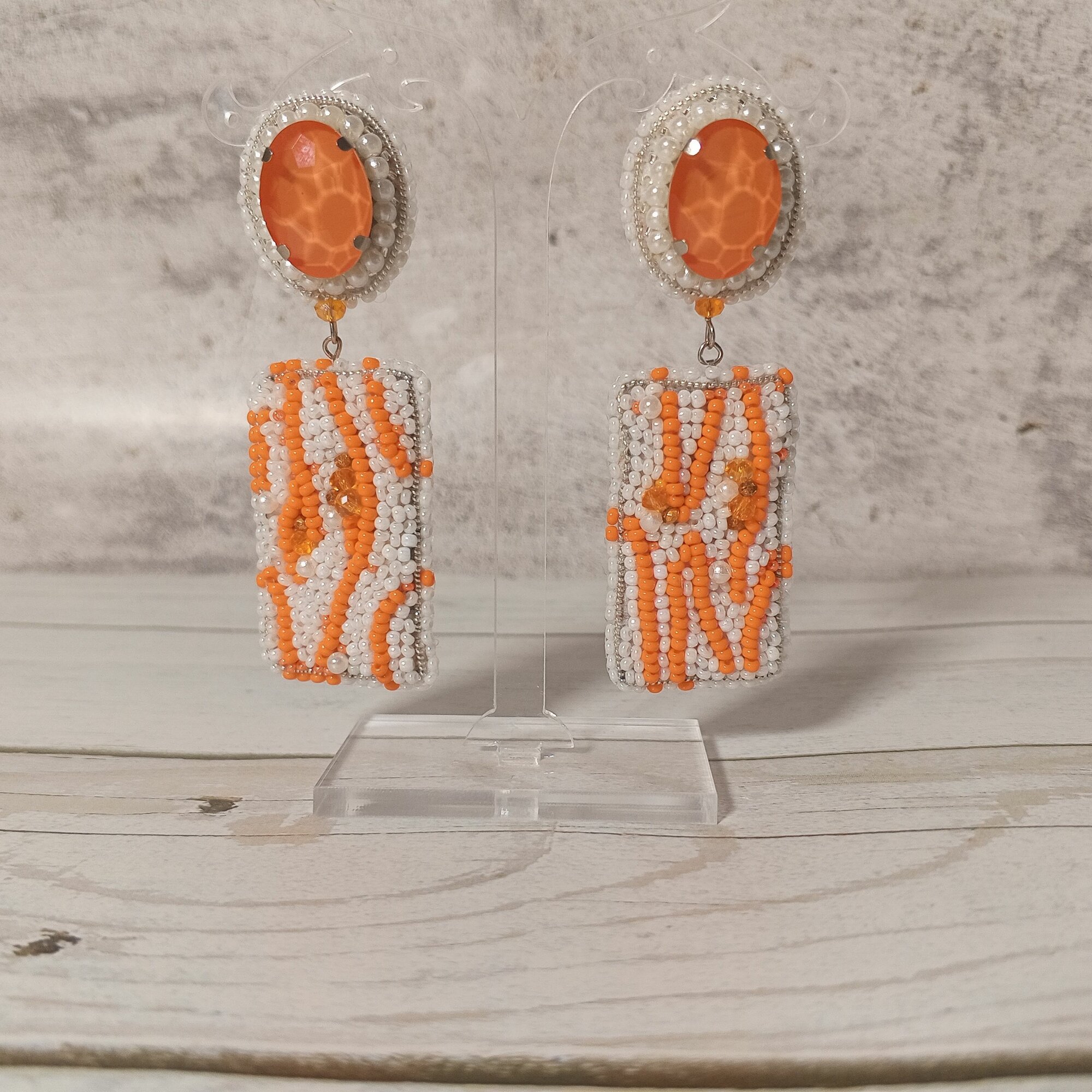 Серьги, жемчуг имитация, бисер, кристалл