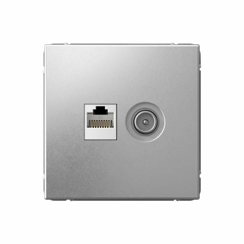 Розетка компьютерная + телевизионная 2-м СП ArtGallery RJ45 кат.5E + TV механизм алюм. SE GAL000389