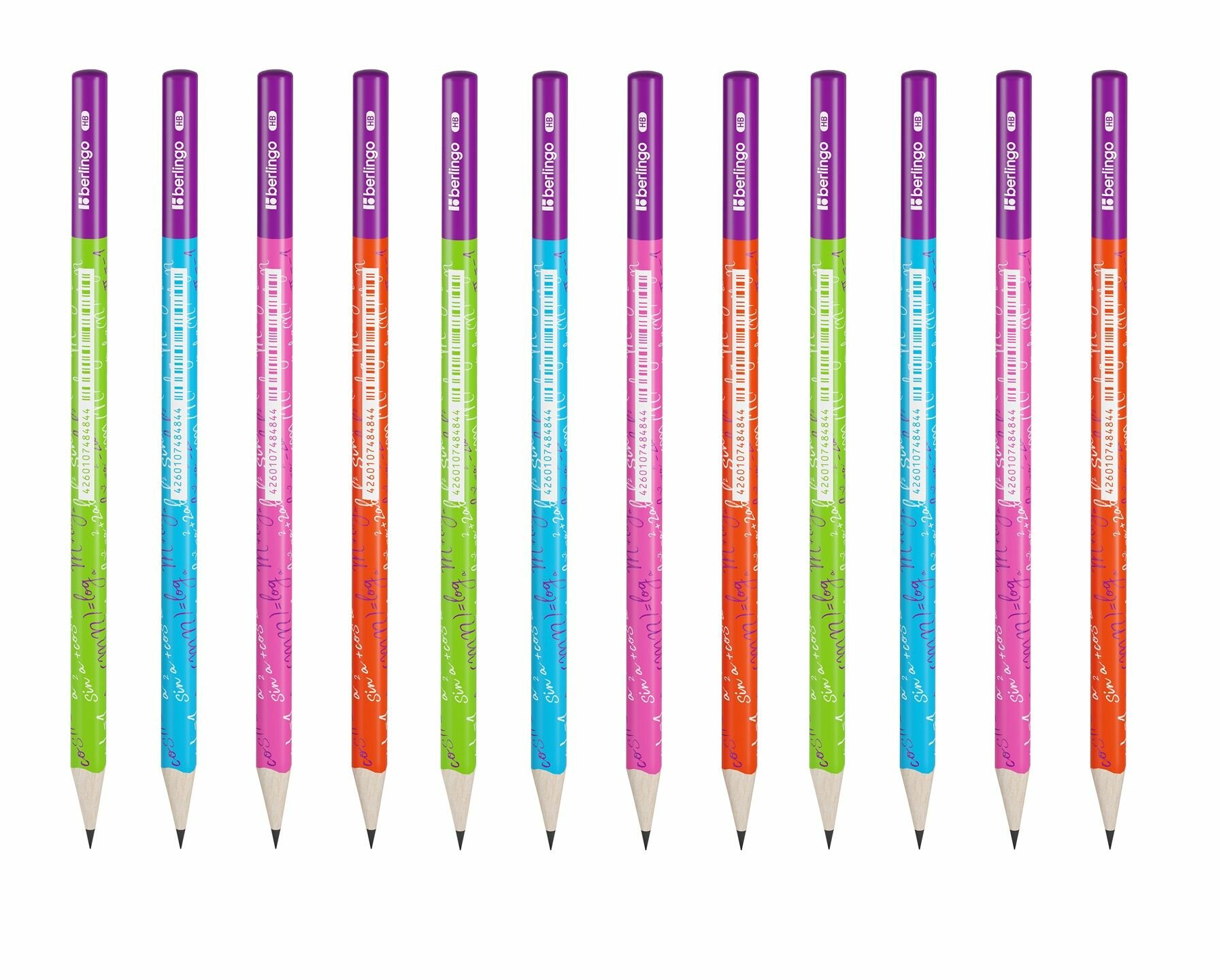 Набор из 12 шт. - Карандаш ч/г Berlingo "Double color" HB, трехгранный, заточен, ассорти
