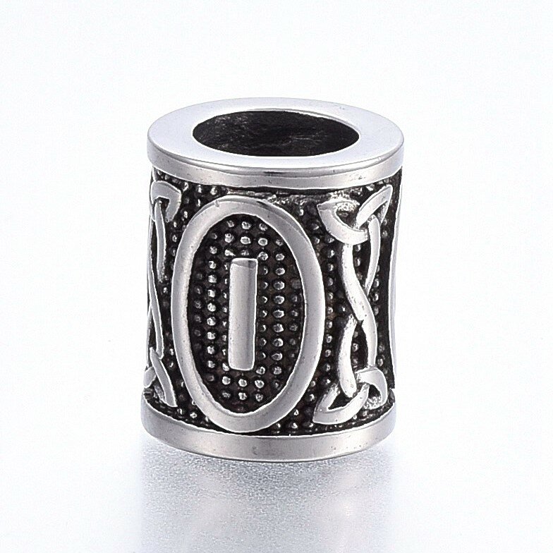 Бусина металлическая, 16х13мм, Руна Иса, базовый материал - нержавеющая сталь, без покрытия, с чернением, 1 шт.