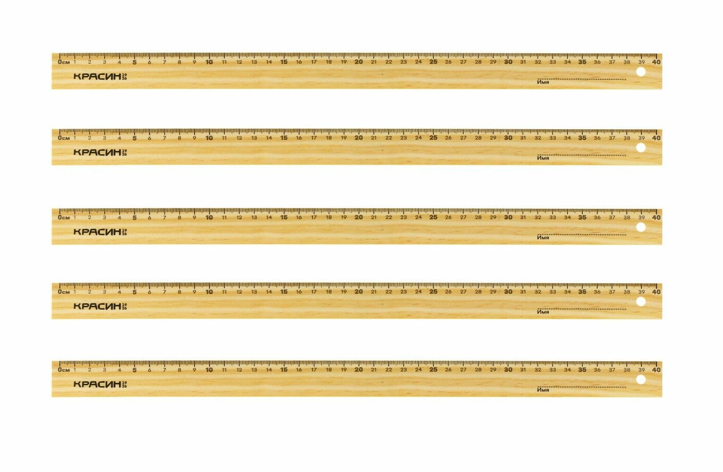 Набор 5 шт. - Линейка 40 см Красин, дерево