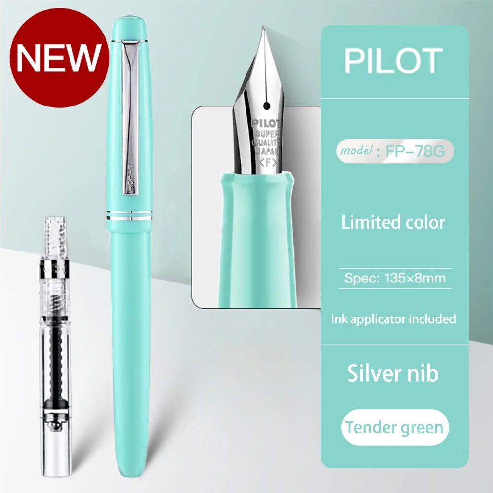 Перьевая ручка Pilot FP-78G прозрачная иридиевая EF/F/M ЭФ, Tender green