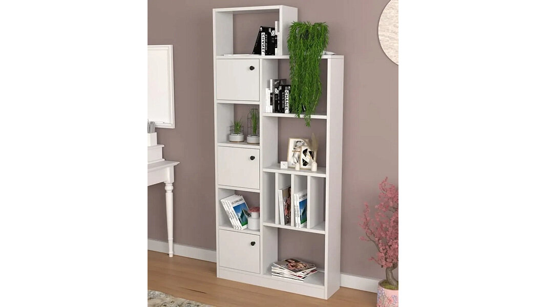 Стеллаж Билли Айден Белый Фасадный 0101 NEW 75x20x170 см, Фиеста