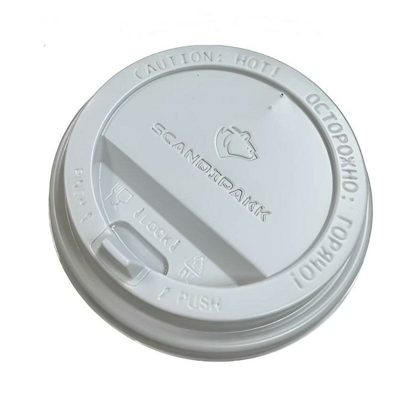 Крышка д/стакана пластик с клапаном D=90мм, бел.1000шт/кор Сканди Пакк 1815617 77409037/22