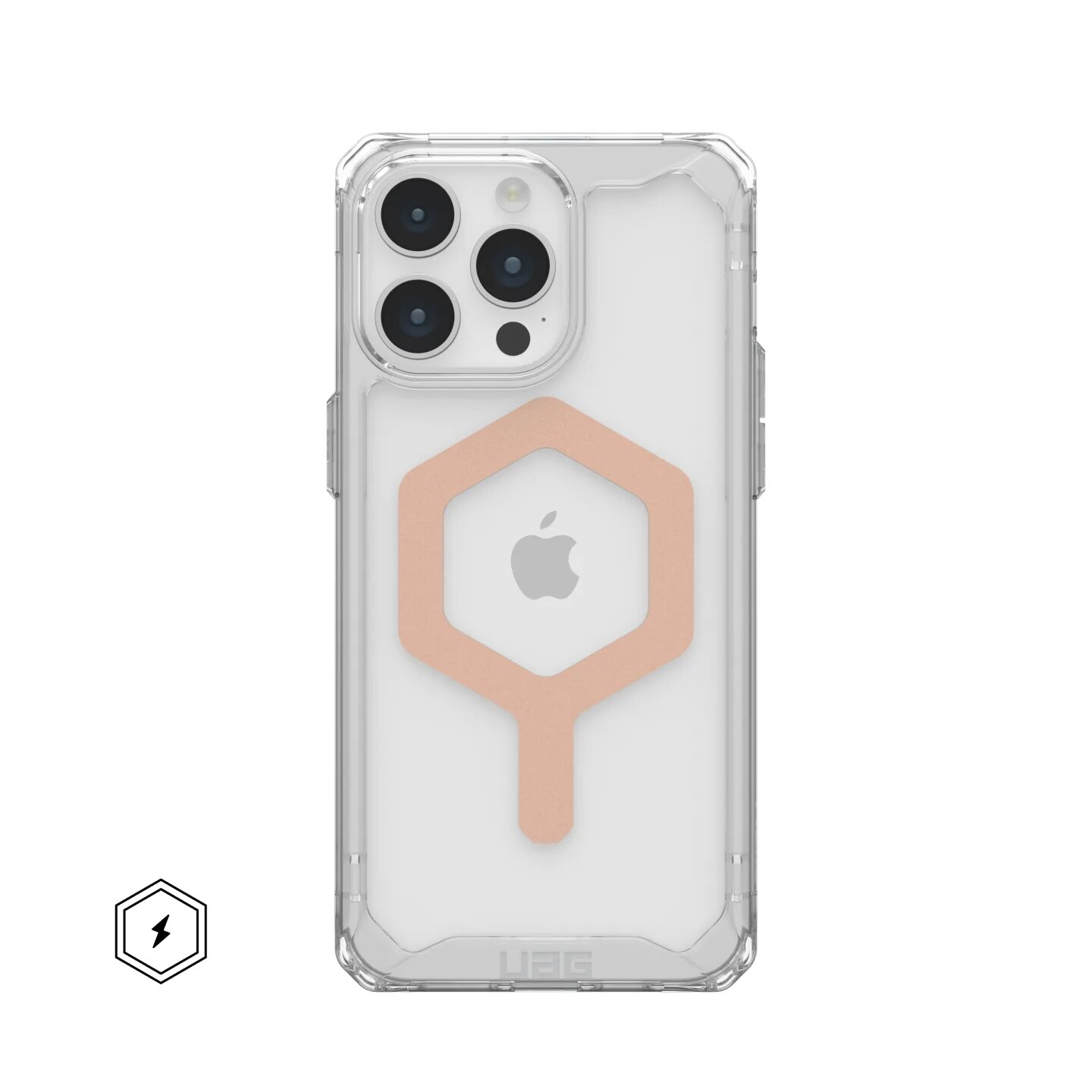 Чехол с поддержкой MAGSAFE Uag Plyo для iPhone 15 Pro MAX 6.7", цвет прозрачный/розовое золото (Ice/Rose Gold) (114305114348)