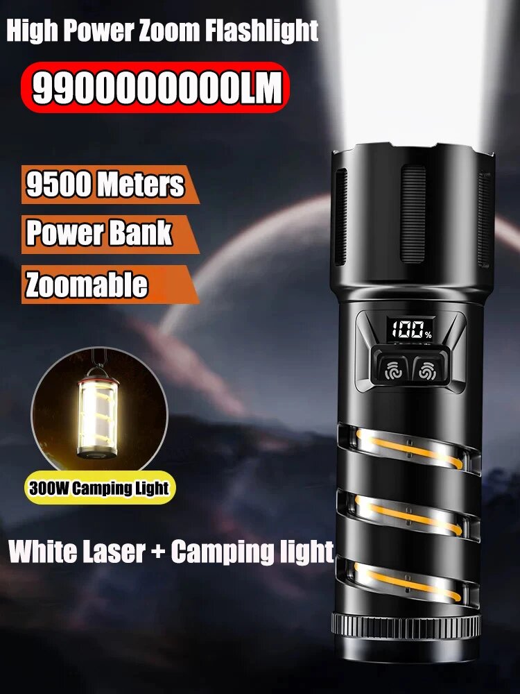 TQFIRR Белый лазерный фонарь 2 в 1 с аккумулятором 15000 мАч New Style A