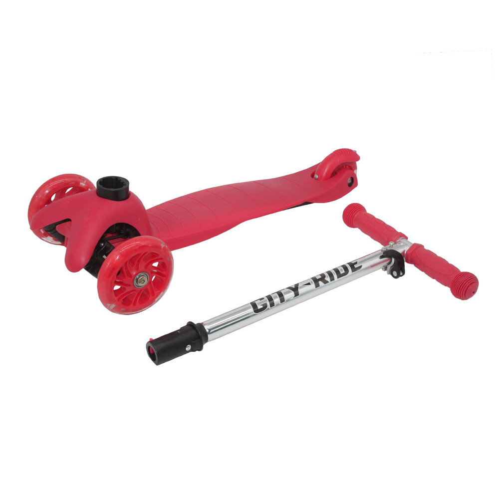 Самокат 3-хколесный, колеса световые Аbec-7, руль телескопический, Красный