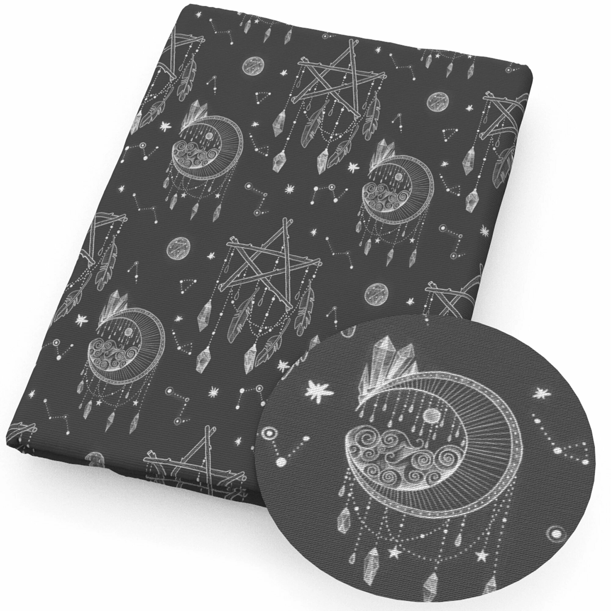 Черная грибная ткань полиэстер хлопок 50*145 см для шитья