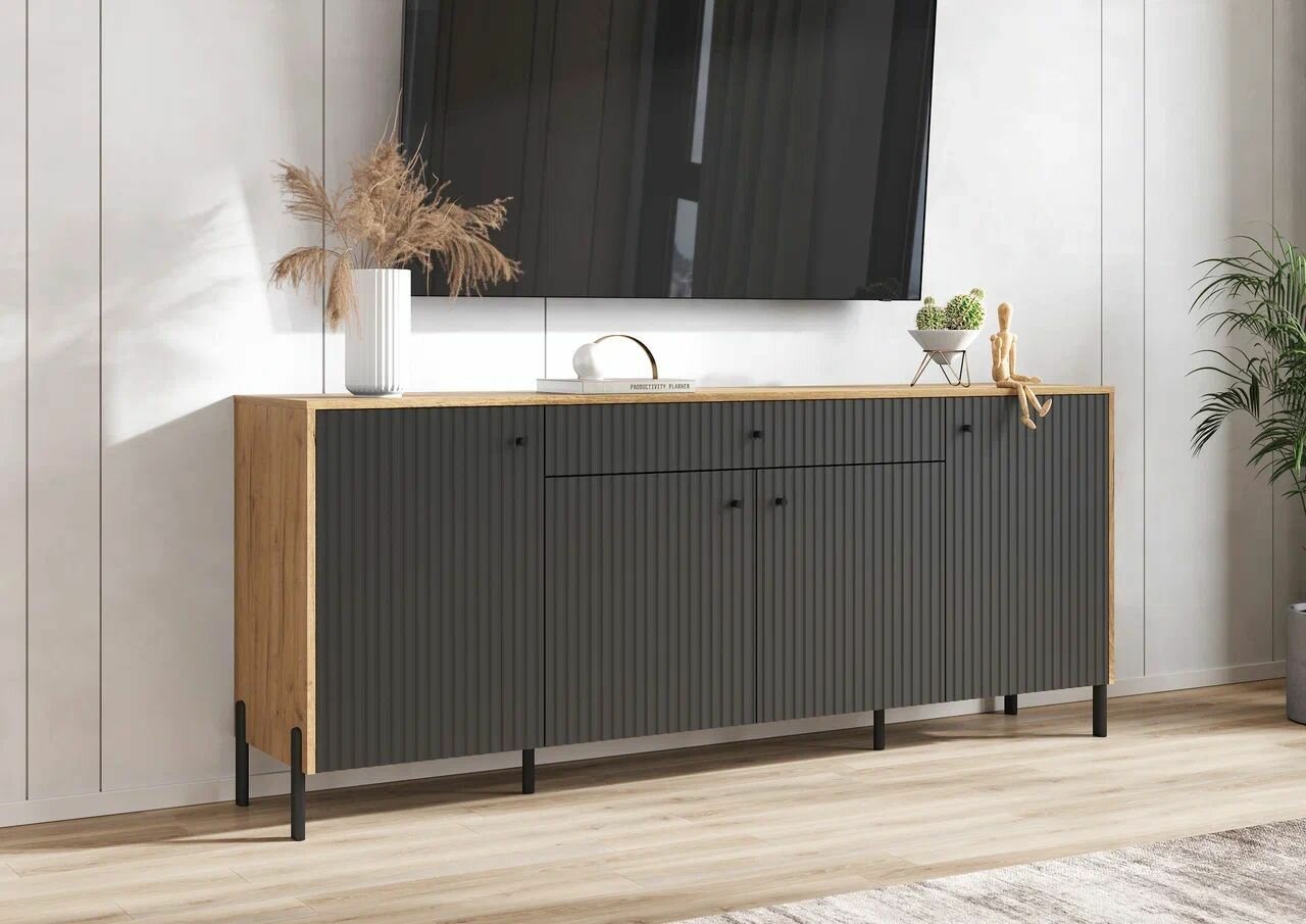 Комод (металл) 2000х830х42,6 (Дуб Крафт/Графит Софт)