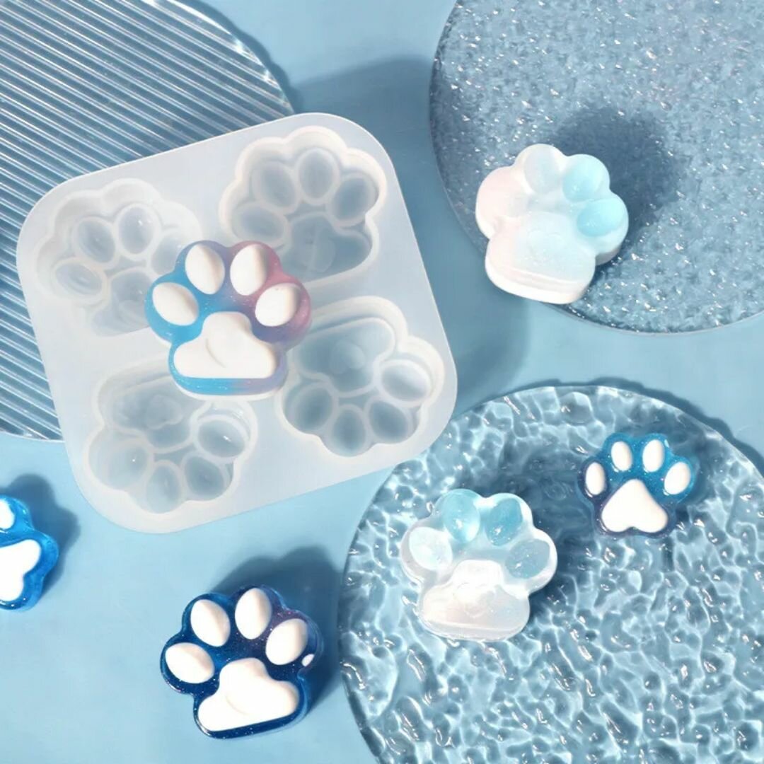 Силиконовая форма 4 лапки для смолы, гипса, бетона, воска, сквишей