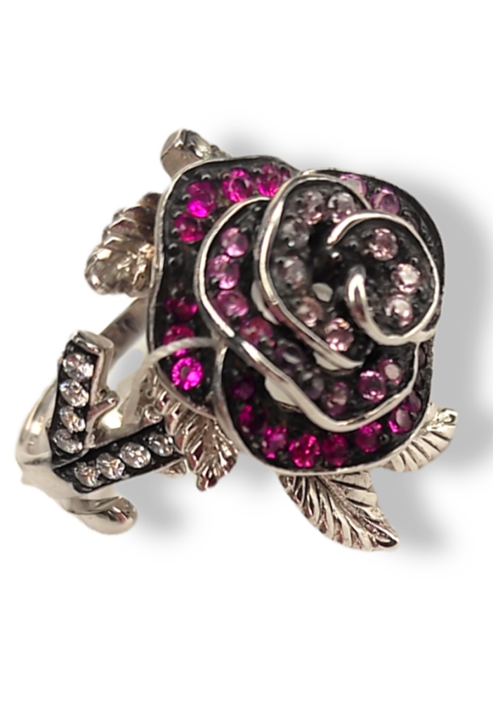 Кольцо, серебро, 925 проба, родирование, циркон