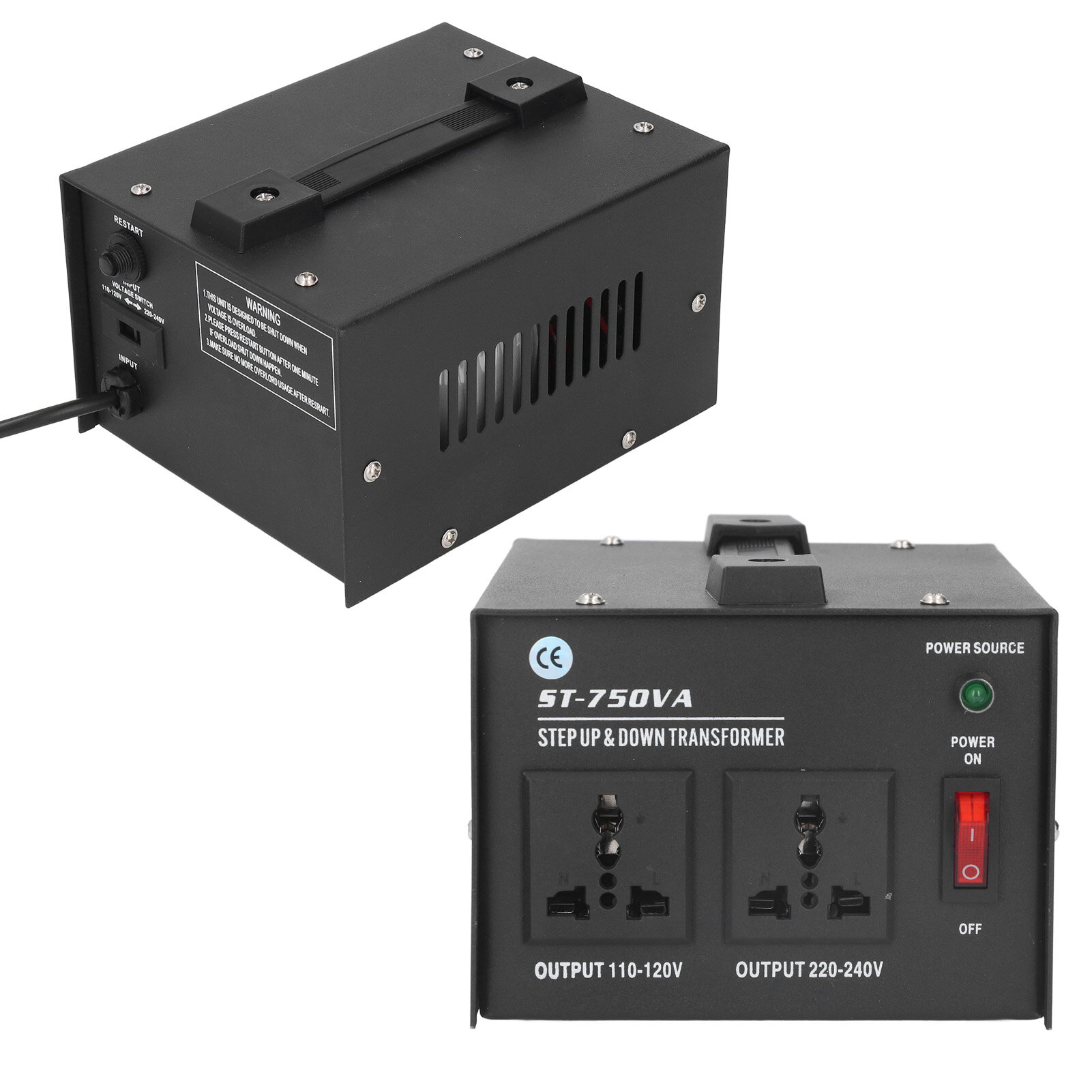 Силовой трансформатор с регулировкой входного напряжения мощностью 750 Вт, от 110 до 220 В, повышающий понижающий трансформатор, 110–120 В/220–240 В, вилка европейского стандарта