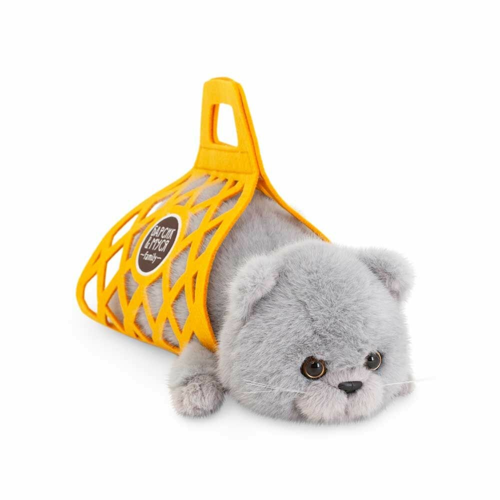Игрушка мягкая Orange Кот Барсик в сумке серый 35 см