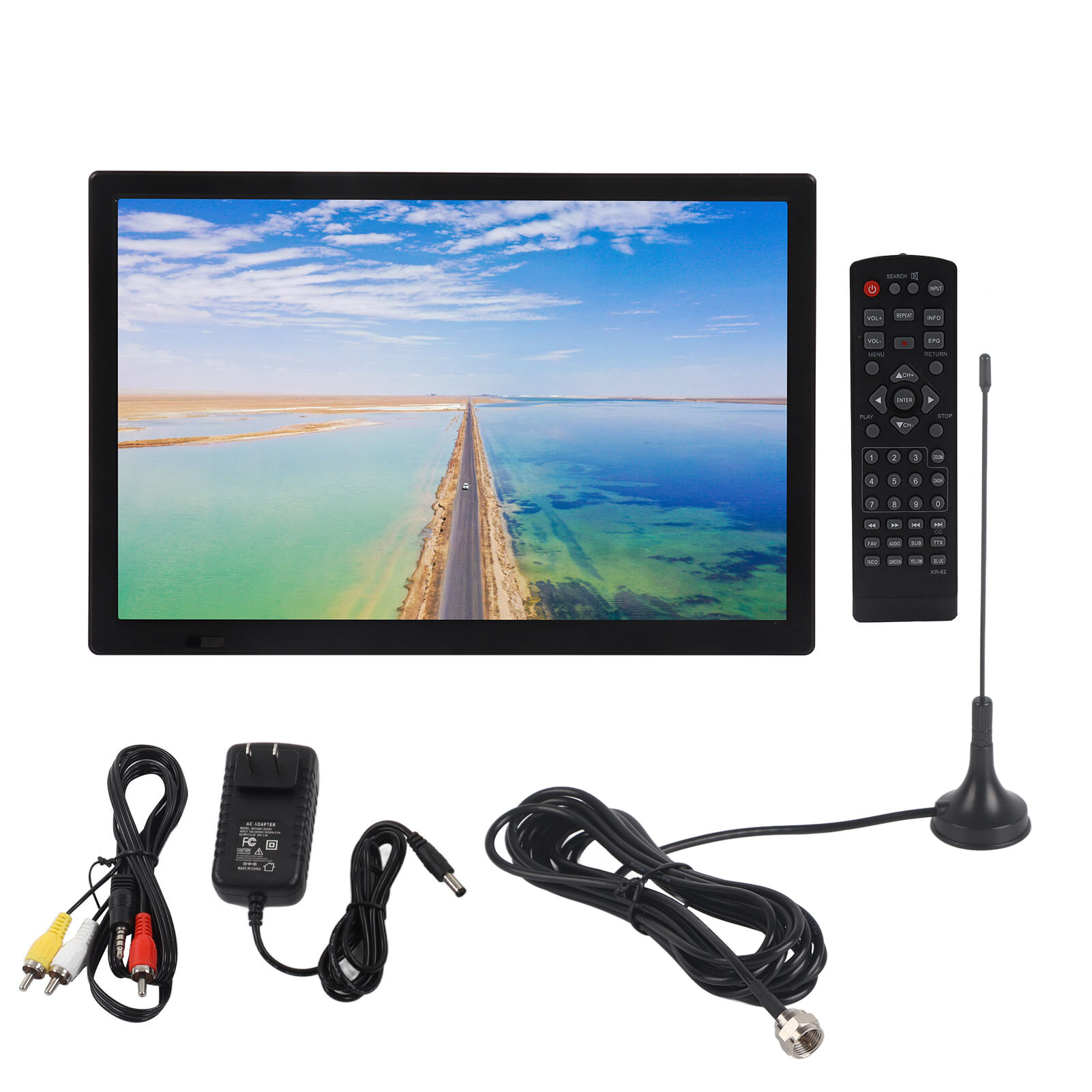 Порт. телевизор 15.4-дюймовый, перезаряжаемый, со встроенным ATSC тюнером, с подставкой