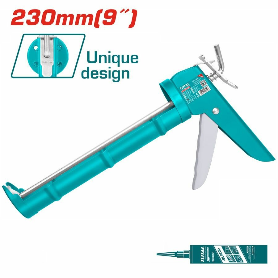 Пистолет для герметика TOTAL THT21809, металлический, 23 см, полузакрытая конструкция