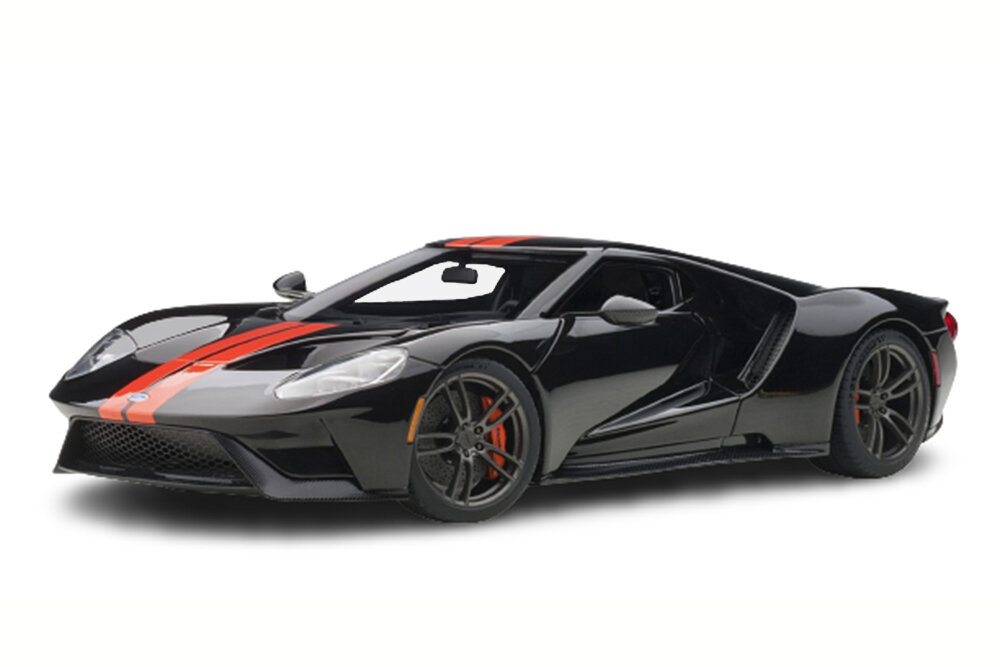 Модель коллекционная AUTOART Ford gt 2017 shadow black/orange stripes / форд гт черный