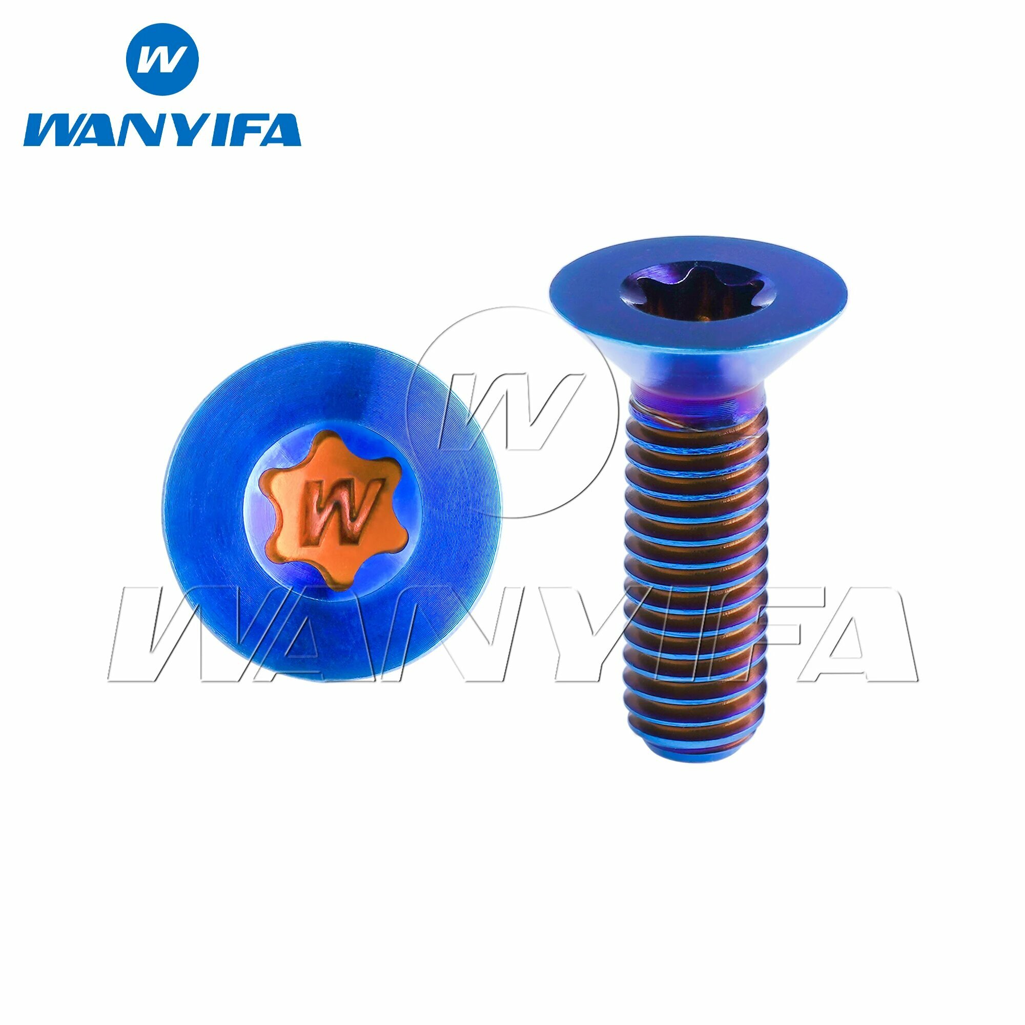 Титановые болты Wanyifa M4/M5 с потайной головкой Torx M4 T20, Burn Blue, 15mm