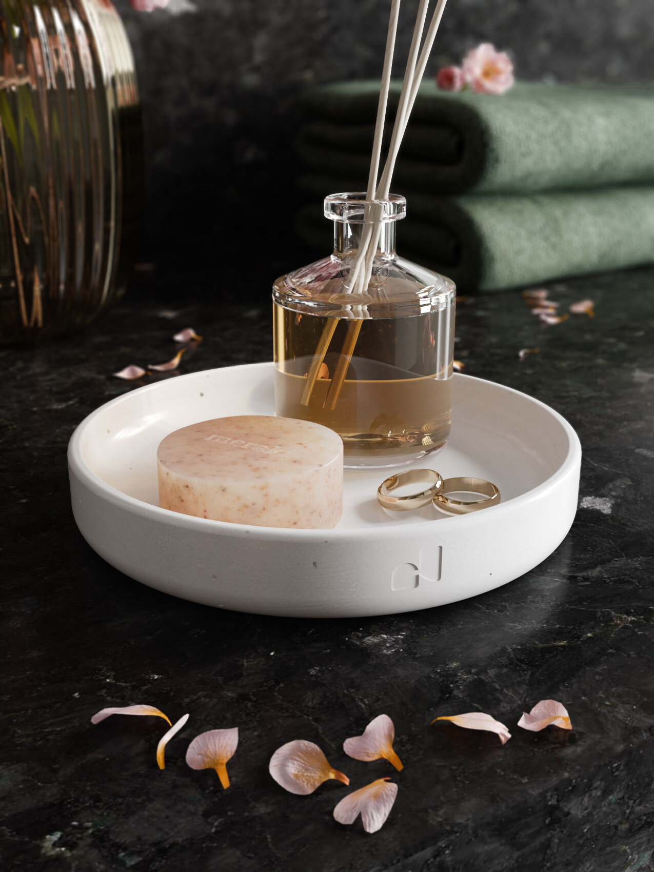 Интерьерная посуда для кухни и гостиной. Декоративная поднос - подставка 14х14 см. Bordeaux circle S белая глянцевая.