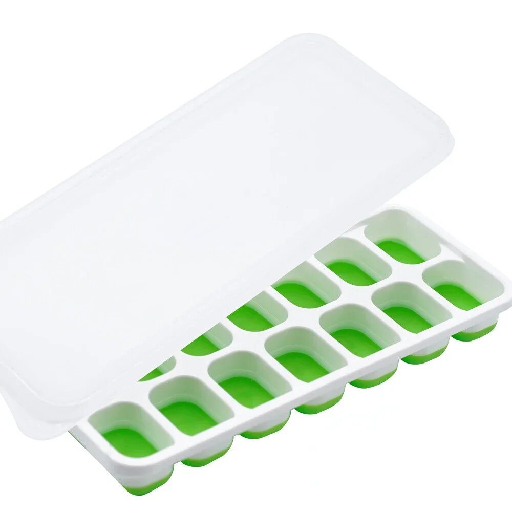 Силиконовый лоток для кубиков льда Danle, 14 секций Green