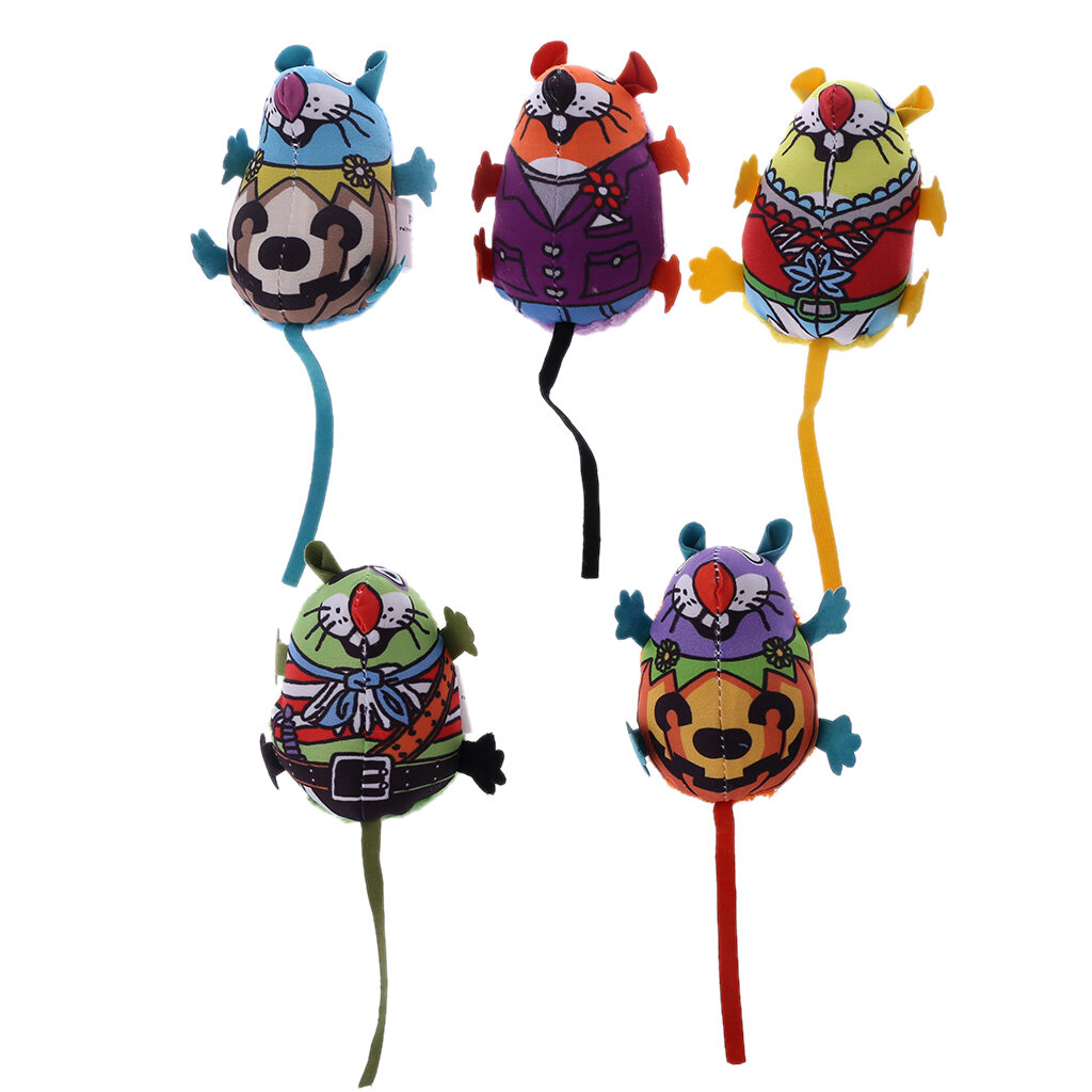 Интерактивные Мыши Игрушки для Кошек Ярких цветов, Играющая Мышь с Писком, Обучающая Игрушка для Ловли Домашних Котят, Зоотовары