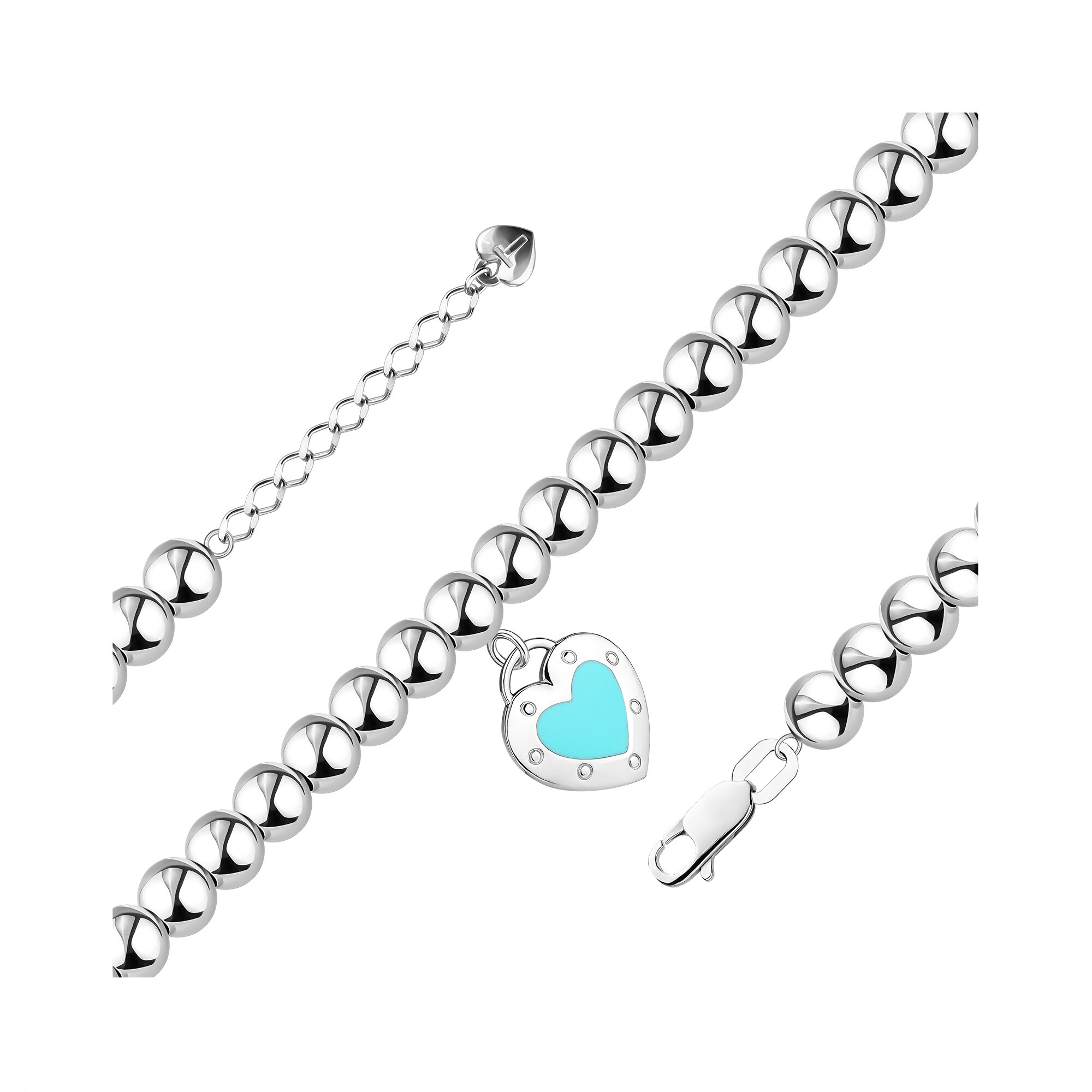 Глидерный браслет, серебро, 925 проба, родирование, эмаль