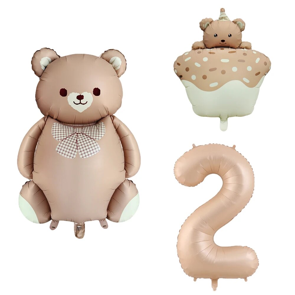 3 шт./лот кремового цвета с номером, фольгированные шары для торта, медведя, декор для вечеринки в честь Дня Рождения, детские товары для девочек 1 2 3 4 5 6 7 8 9 лет