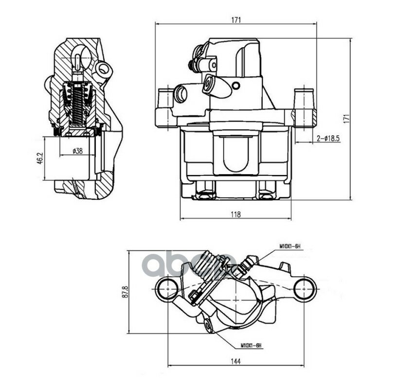 Суппорт тормозной задн. R FORD Focus I-II 1998-2004/C-Max 2007->, MAZDA 3 2003->, VOLVO S40 II 2003->/C30 2006->/V50 2003->/V.