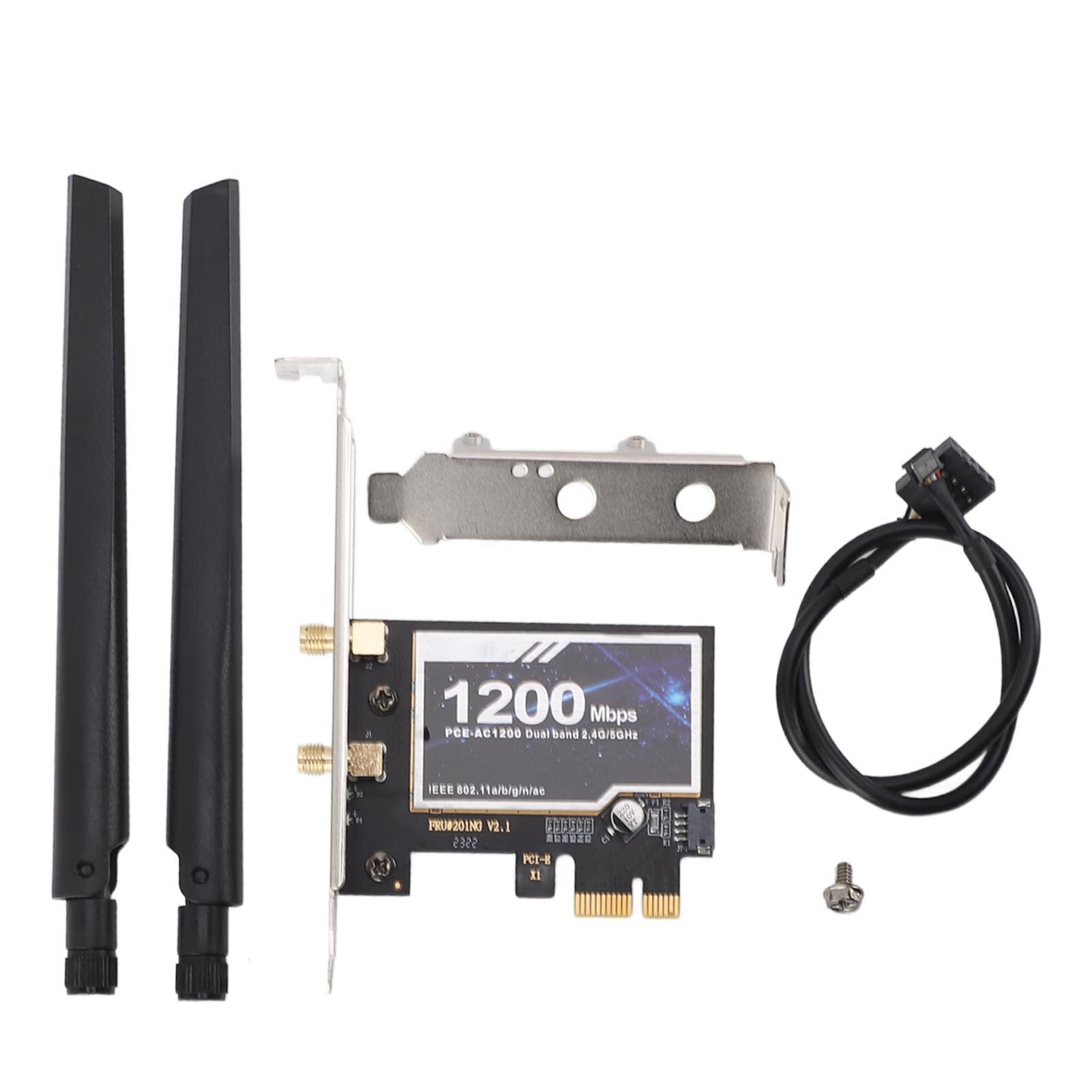 Беспроводная сетевая карта PCIe Двухполосная настольная сетевая карта 1200 Мбит / с Bluetooth4.2 Беспроводная адаптер PCIe для ноутбуков для ноутбуков