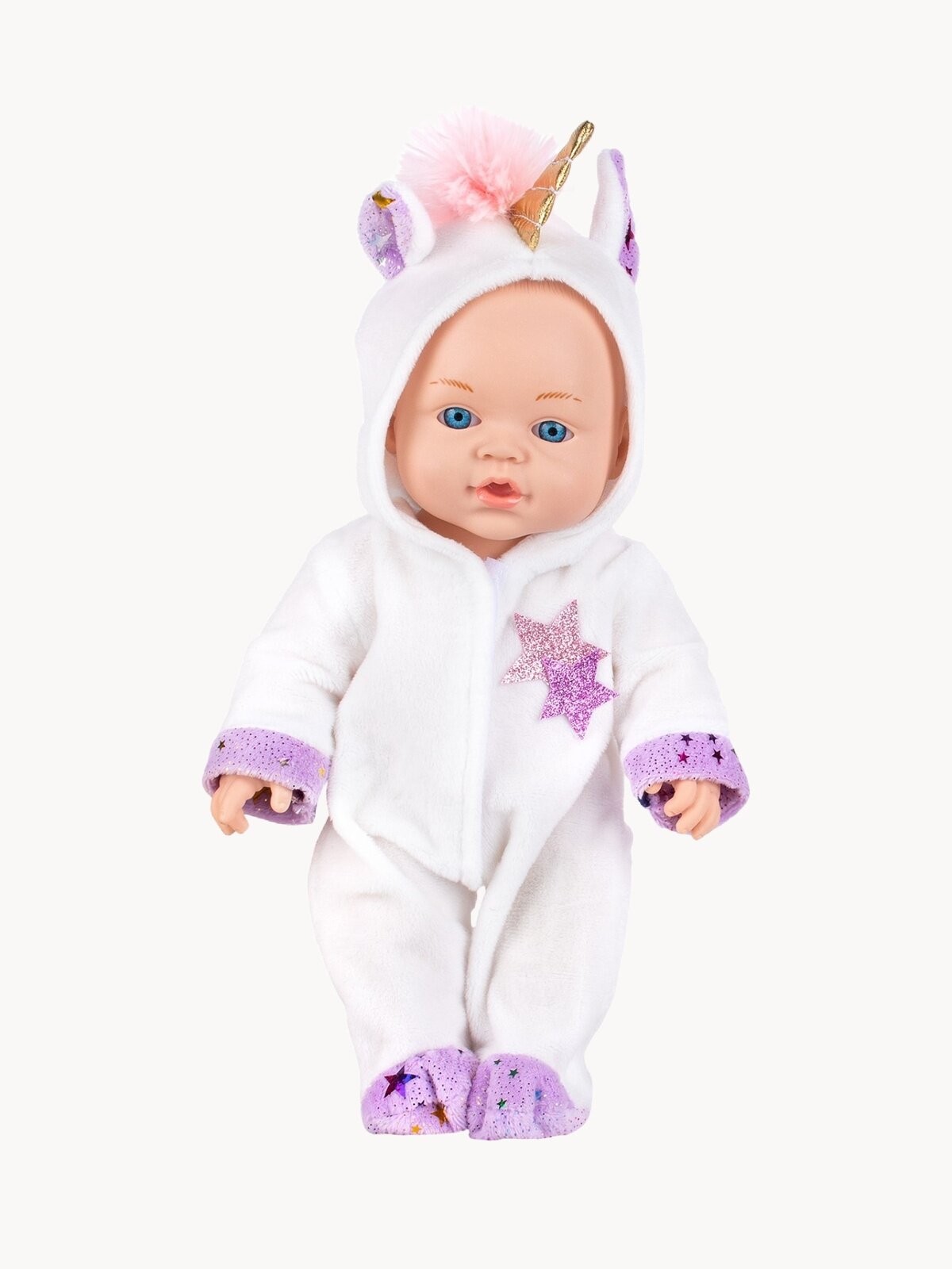 Кукла пупс для девочек 30 см "Малыш Единорог" с одеждой от бренда Fancy Dolls бело-фиолетовая