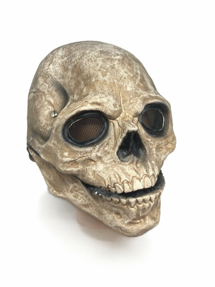 Маска Череп открытый рот, цвет бежевый, резина, размер 56-60