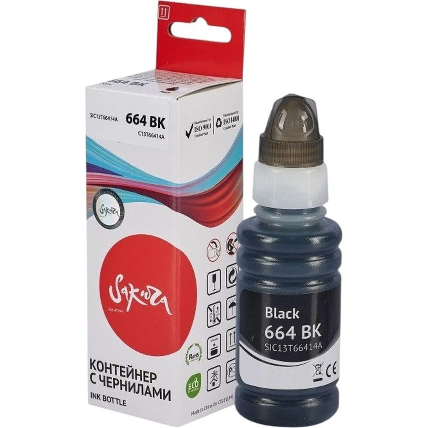 Чернила Sakura C13T66414A (664 BK) чер. для Epson L100/200/300