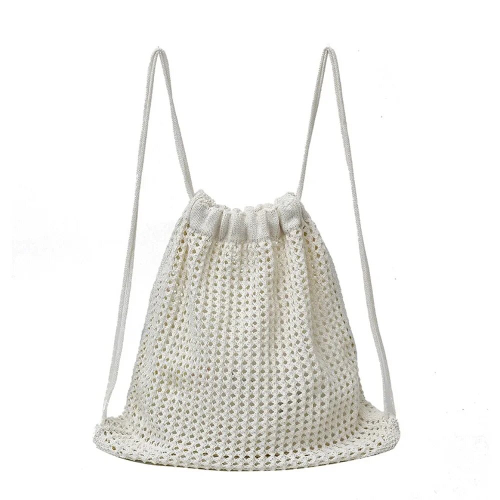 Сплошная вязаная сумка на плечо, большая вместимость, ленивый стиль, богемный вязаный крючком Beige