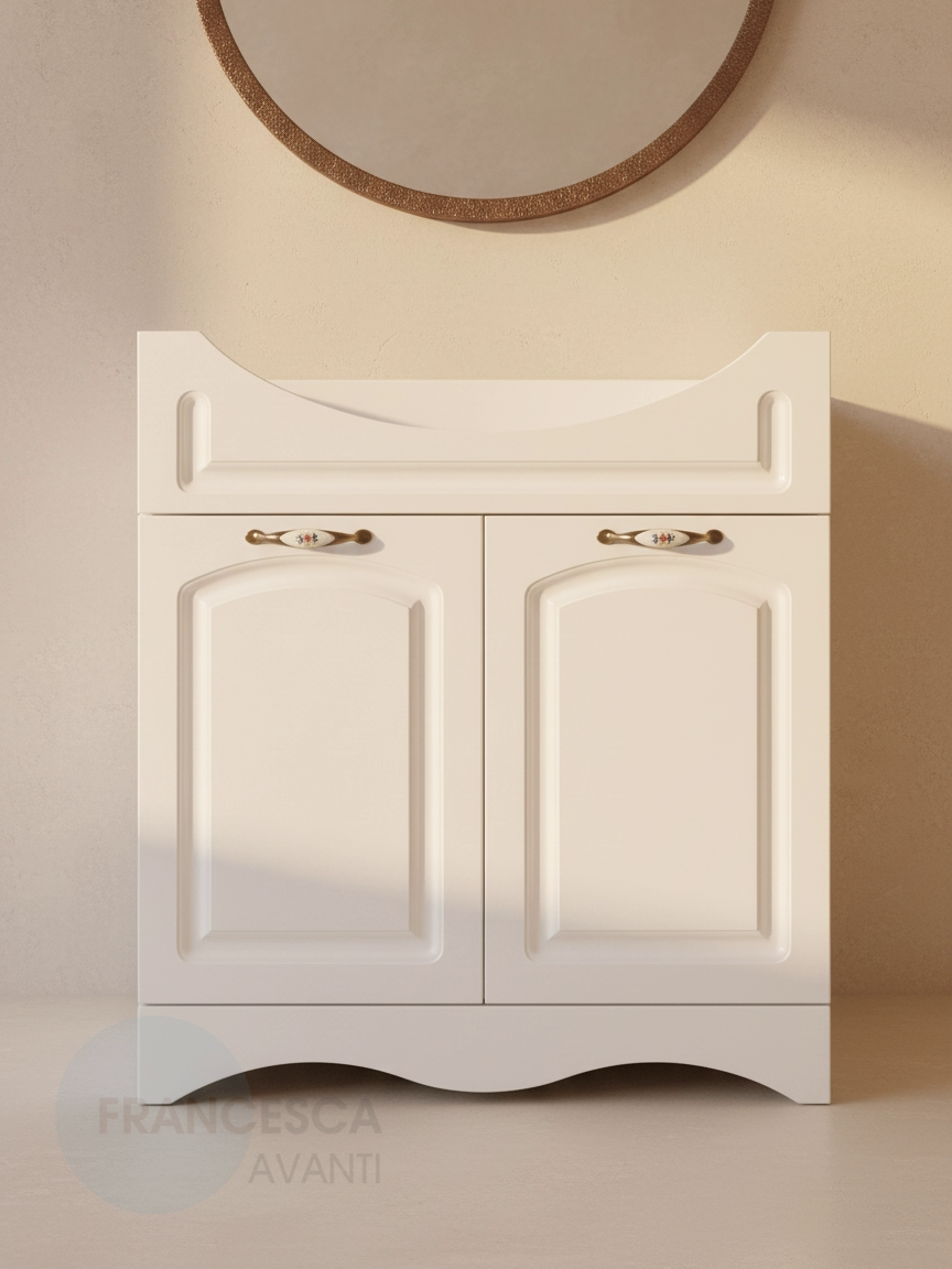 Тумба под раковину в ванную Империя 70 белый с подсветкой (Умывальник Балтика 70 приобретается отдельно)