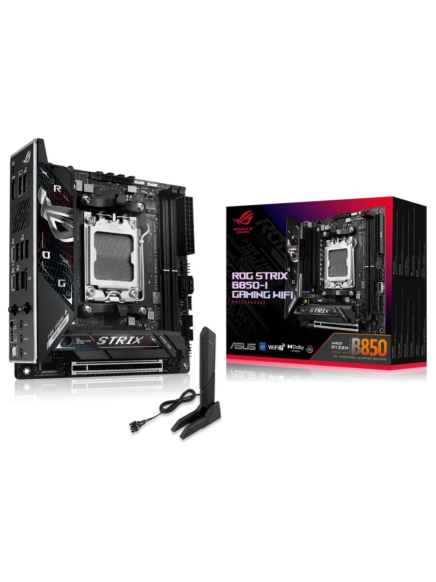 Материнская плата Asus ROG STRIX B850-I GAMING WIFI (90MB1K30-M0EAY0), AM5, AMD B850, Mini-ITX, PCIe 5.0 x4, черный