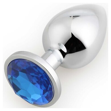 39825 Play Secrets Rosebud Butt Plug Large, серебристый/синий. Большая анальная пробка с кристаллом