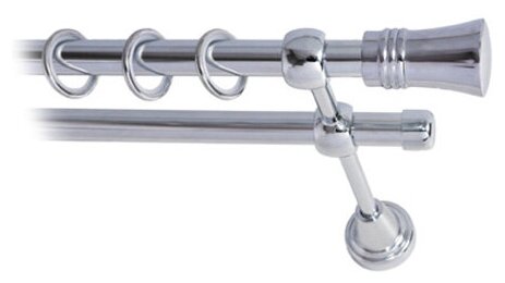 Карниз металлический Валенсия, 2-рядный, гладкий, D-19/19 мм, цвет Хром, 4 м.