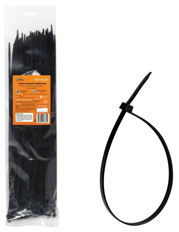 Хомут пластиковый 400x4,8мм черный 100шт. (AIRLINE) ACT-N-30