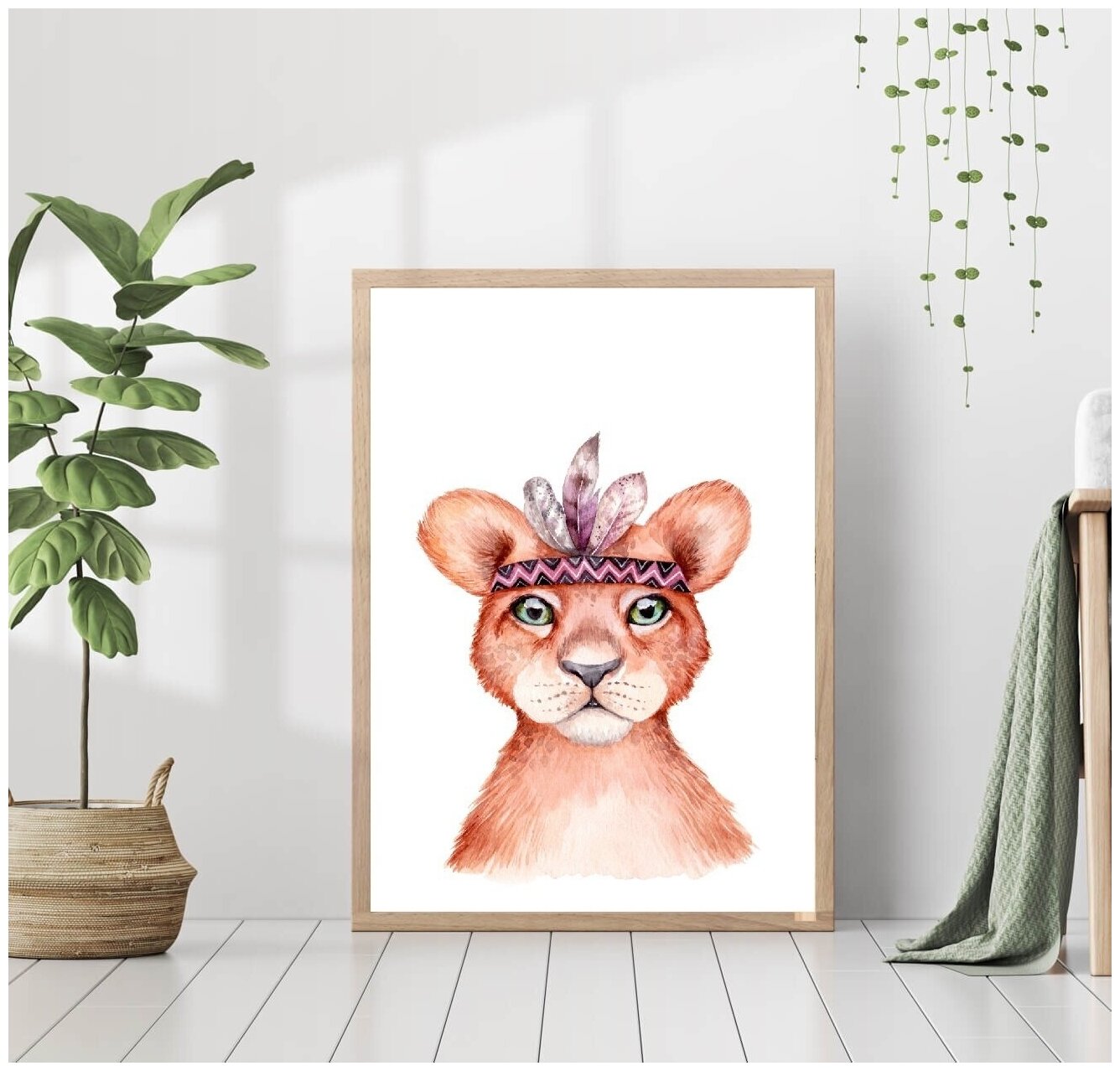 Постер "Лев для детской" 40x50 без рамки на стену для интерьера