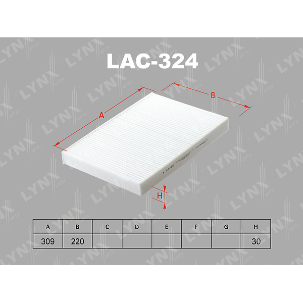 LYNXAUTO lac-324 (48541 / 4M0819439A / AC0232) фильтр салонный Audi (Ауди) a4 15 / a5 16 / q7(4m) 15